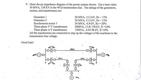 Solved V Draw The Pu Impedance Diagram Of The Power System