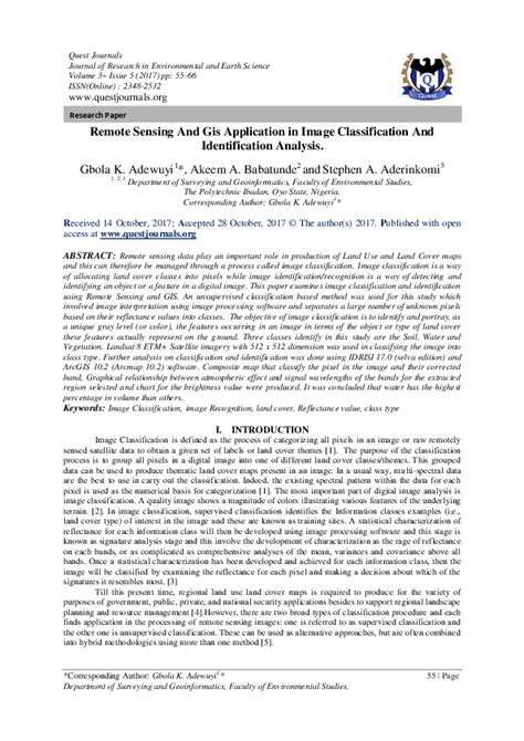pdf gis and remote sensing for image classification in land use