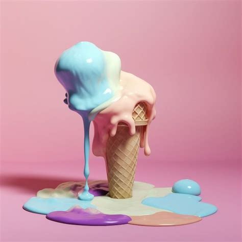 Delicious Ice Cream Melting Melty Ice Cream Melted Ice Cream Cone