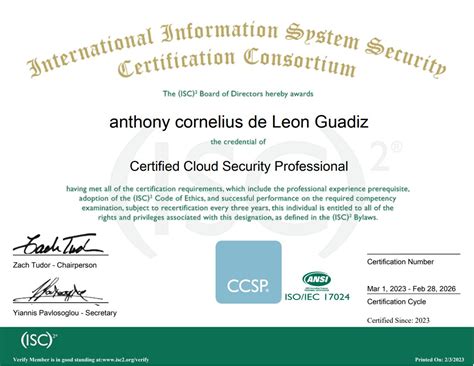 Anthony Cornelius Guadiz On Linkedin Ccsp Cloudsecurity Isc2 Cloud