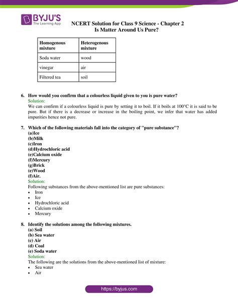 NCERT Solutions Class 9 Science Chapter 2 Is Matter Around Us Pure