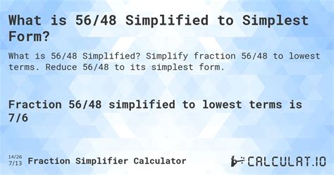 What Is 56 48 Simplified To Simplest Form Calculatio