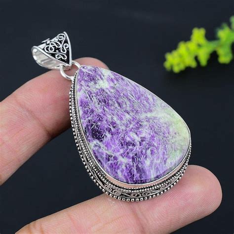 Natural Purpurite Pendant Purple Gemstone Pendant Pendant 925