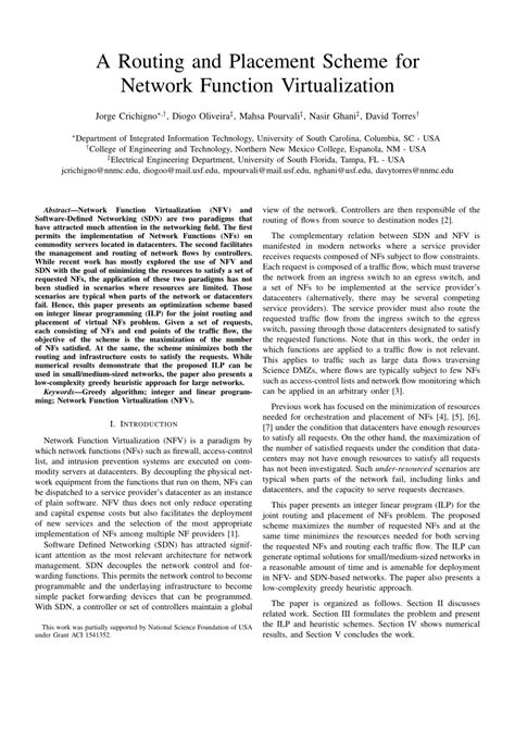 Pdf A Routing And Placement Scheme For Network Function Virtualization