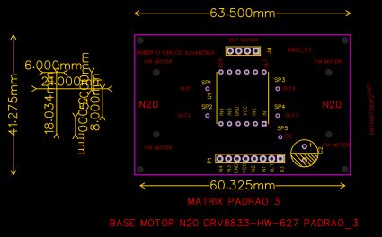 Placa Mae Base Motor N20 Arduino Mini DRV8833 HW 627 PADRAO EasyEDA Open Source Hardware Lab