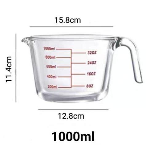 Tempered Glass Measuring Cup With Cover 1000ml Furniture And Home