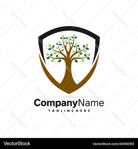 Tree And Shield Logo Design Royalty Free Vector Image