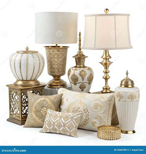 Amazing Upscale Home Decor Items Isolated On White Background Stock