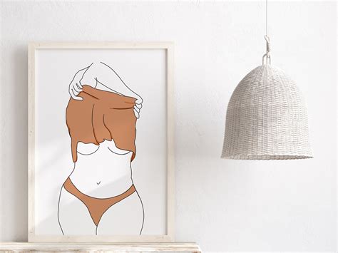 Curvy Woman Get Naked Line Art Body Positive Art Print Plus Etsy