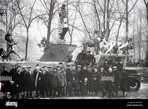 A Propaganda Car Of The Academy Of Arts With A Sculptural Caricature