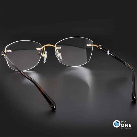 Affordable Lightweight Titanium Rimless Glasses With Free Lens Black