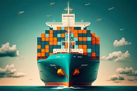 Premium Photo Ship Sailing By Sea To Cargo Port With Rows Of