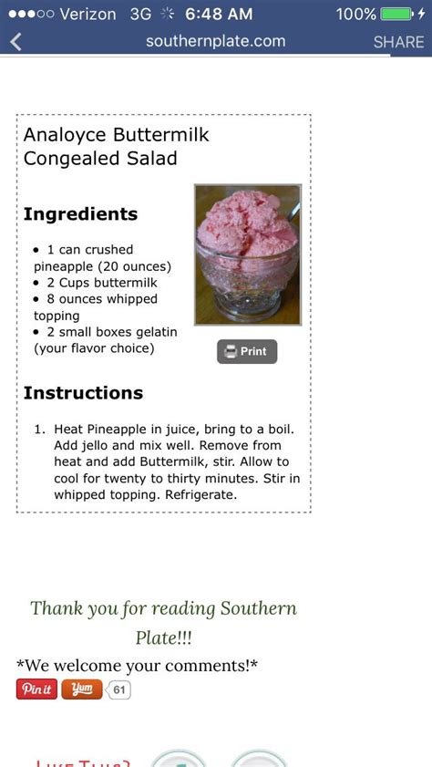 Buttermilk Congealed Salad Recipe