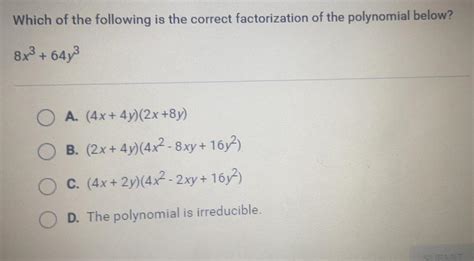 Answered Which Of The Following Is The Correct Factorization Of The