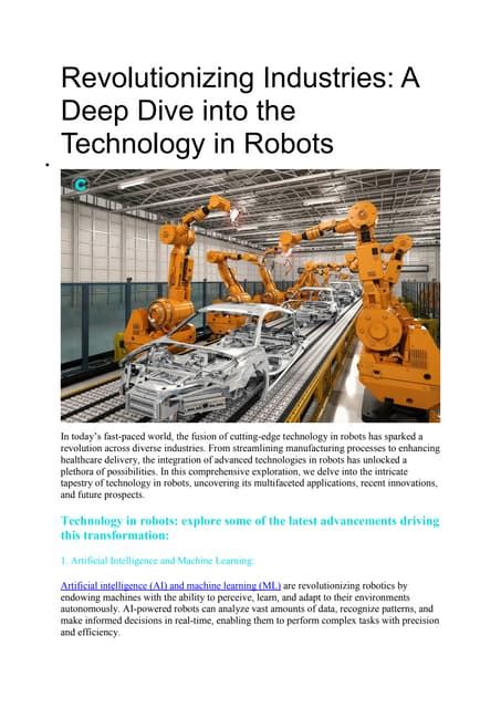 Revolutionizing Industries A Deep Dive Into The Technology In Robots Pdf