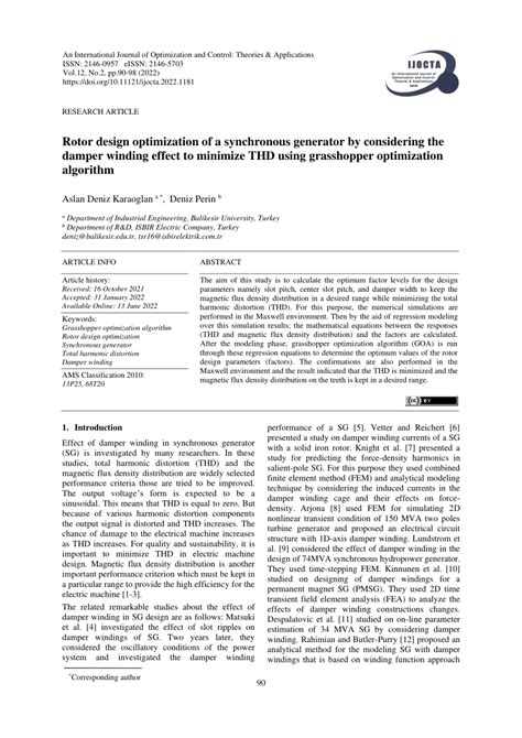 Pdf Rotor Design Optimization Of A Synchronous Generator By