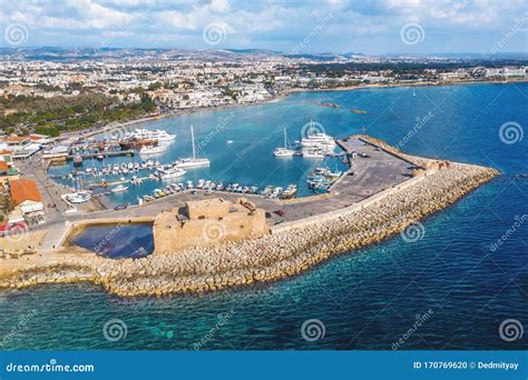 Famous Paphos Castle In Harbour On Embankment Or Promenade Of City