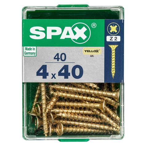 Spax Flat Countersunk Pozi Screw 4x40mm 40 Pack Homefix Diy