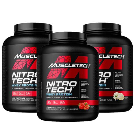 Muscletech Nitro Tech Whey Protein Isolate And Peptides 4lbs Gymgourmet