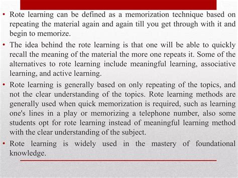Rotelearning Vs Meaningful Learning Pptx