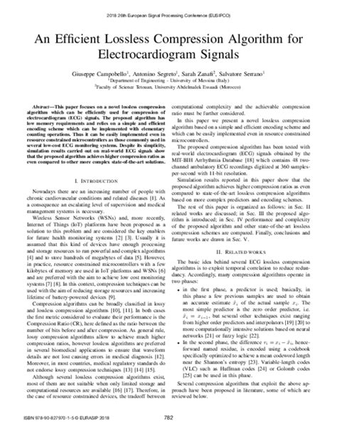 Pdf An Efficient Lossless Compression Algorithm For Electrocardiogram