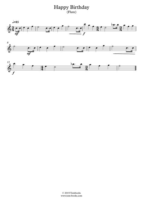 Happy Birthday Traditional Flute Sheet Music