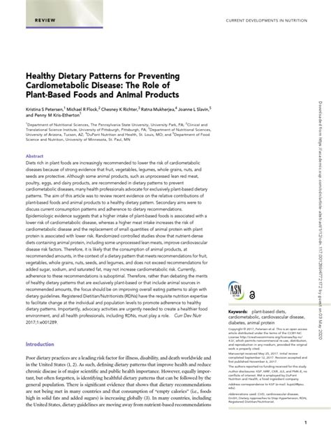 Healthy Dietary Patterns For Preventing Cardiometabolic Disease The Role Of Plant Based Foods