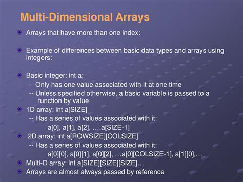 ppt multi dimensional arrays powerpoint presentation free download
