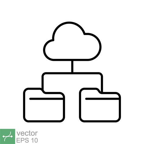 Cloud Storage Icon Simple Outline Style Digital File Organization Service Upload Computer