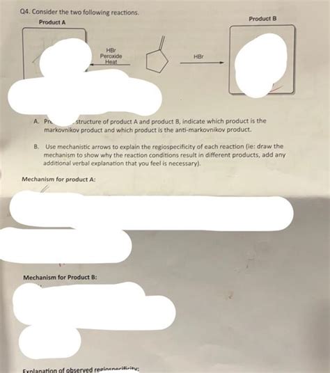 Solved A Pre Structure Of Product A And Product B Indicate