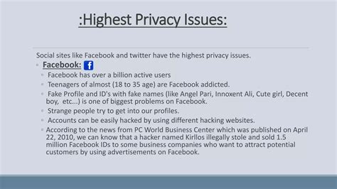 Social Media Privacy Issues Pptx