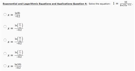 Solved Exponential And Logarithmic Equations And Chegg