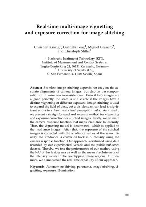 Real Time Multi Image Vignetting And Exposure Correction For I