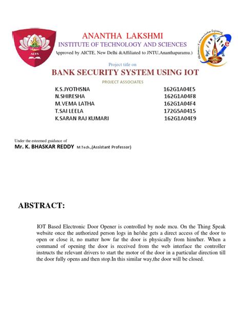 Bank Security System Using Iot Pdf Internet Of Things Radio Frequency Identification