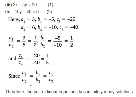 Which Of The Following Pairs Of Linear Equations Has Unique Solution Cbse Class 10 Maths