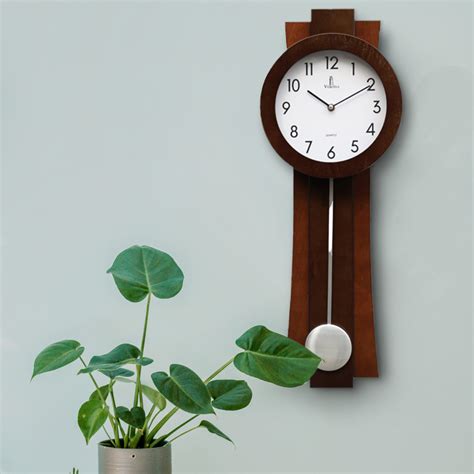 Pendulum Wall Clock Battery Operated Quartz Wood Pendulum Etsy