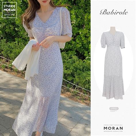 시크하고 우아한 한국 스타일 꽃 드레스 여성용 중간 길이 V넥 허리 포옹 슬리밍 여름 신제품 2022 Aliexpress