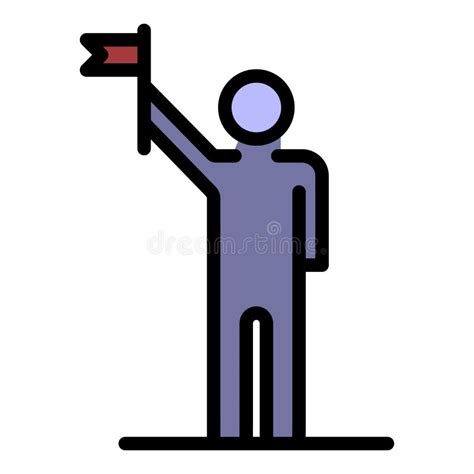 Man With Flag Icon Color Outline Vector Stock Vector Illustration Of Line Symbol 230456827