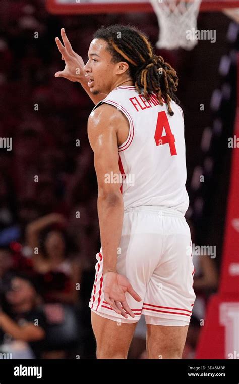 Houston Cougars Guard Kingston Flemings Celebrates After A 3 Pointer During The First Half Of An
