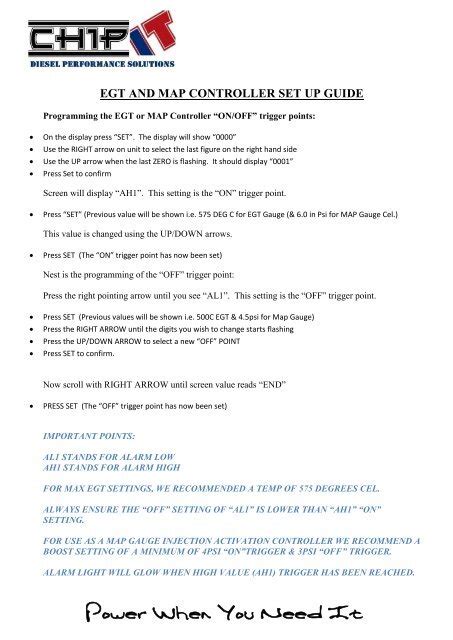 Egt Map Controller Set Up Guide