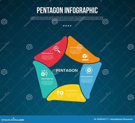 Pentagon Base Shape Template Infographic With Piechart Separation With Round Shape Part With