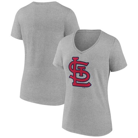 Womens St Louis Cardinals Gray Official Logo V Neck T Shirt