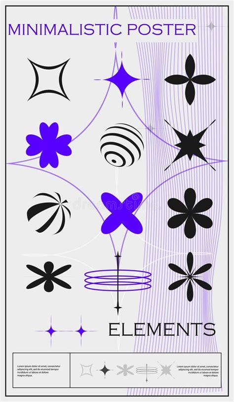 Futuristic Retro Poster Modern Flyer With Set Of Abstract Geometric Shapes Linear Wireframes