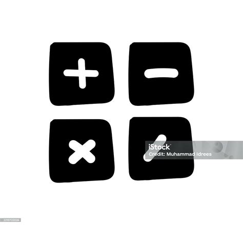 Doodle Icon Four Basic Math Operation Symbols Are Presented In A Simple Black And White Style