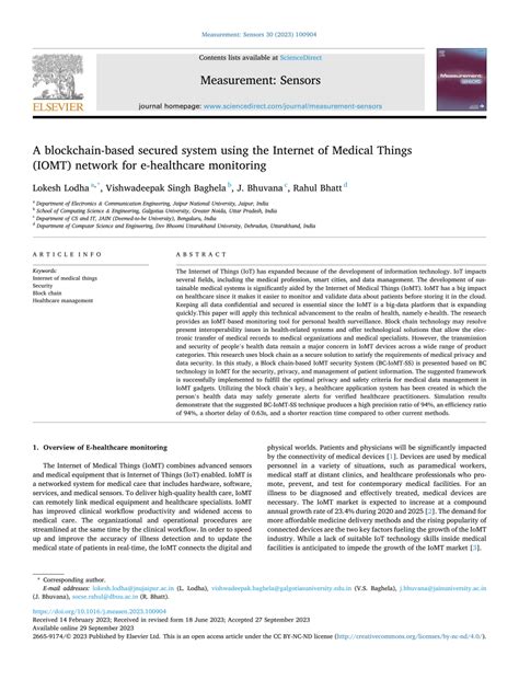 Pdf A Blockchain Based Secured System Using The Internet Of Medical