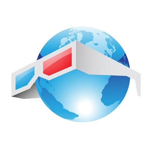 Premium Vector Blue And Red Anaglyph 3d Glasses With Glossy Earth