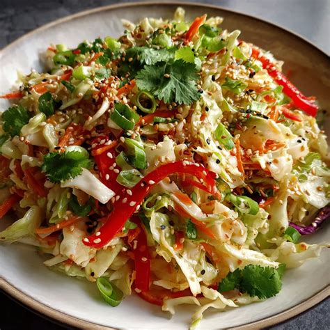 Crunchy Asian Cabbage Slaw With Sesame Dressing Cooking With Martha