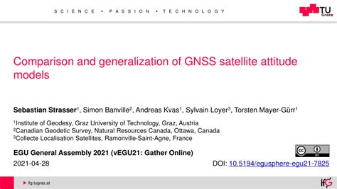 Pdf Comparison And Generalization Of Gnss Satellite Attitude Models