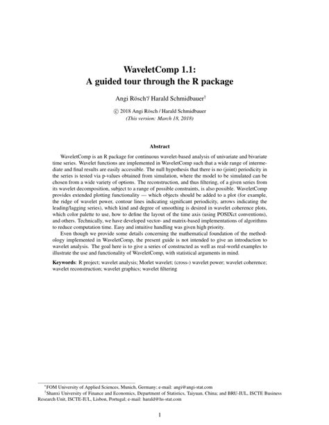 Pdf Waveletcomp 1 1 A Guided Tour Through The R Package