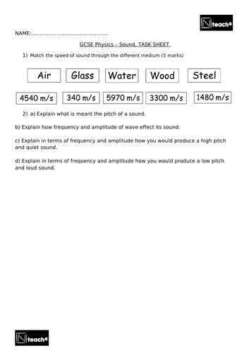 Gcse 9 1 Aqa Physics 4 6 Sound Teaching Resources
